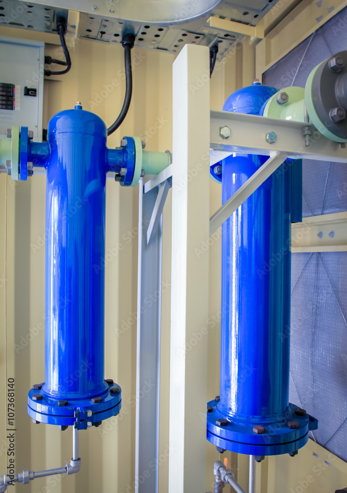 Typical installation of flange filter with pipe support Stock Photo ...