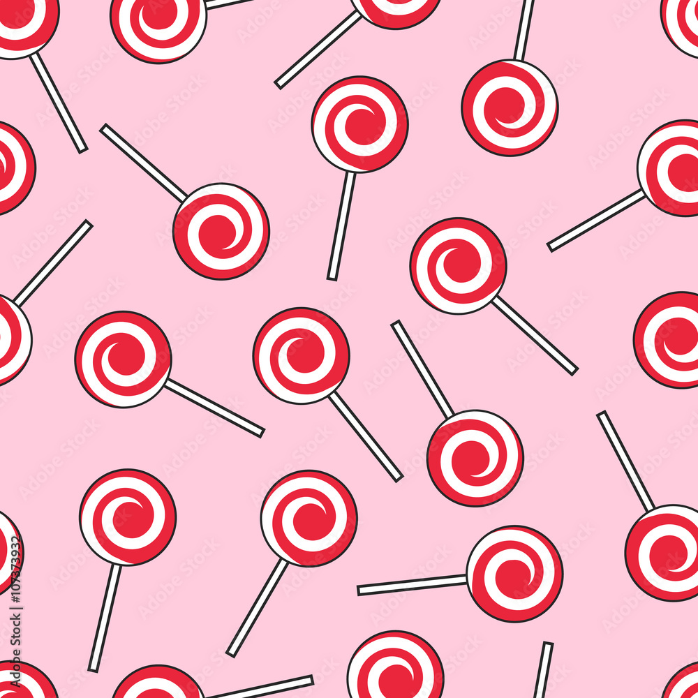 Vector candy lollipops pattern seamless. Red lollipop background. Sugar ...