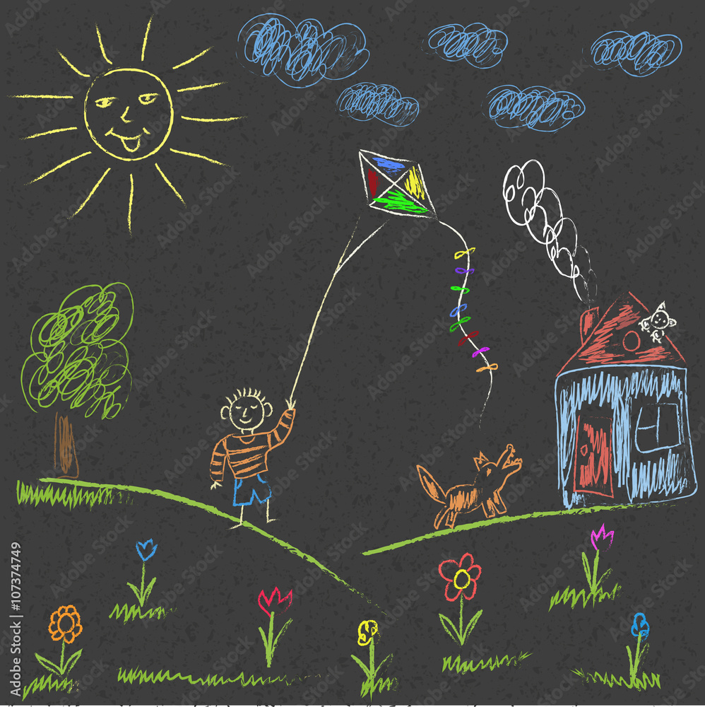 drawing with chalk Stock Vector | Adobe Stock