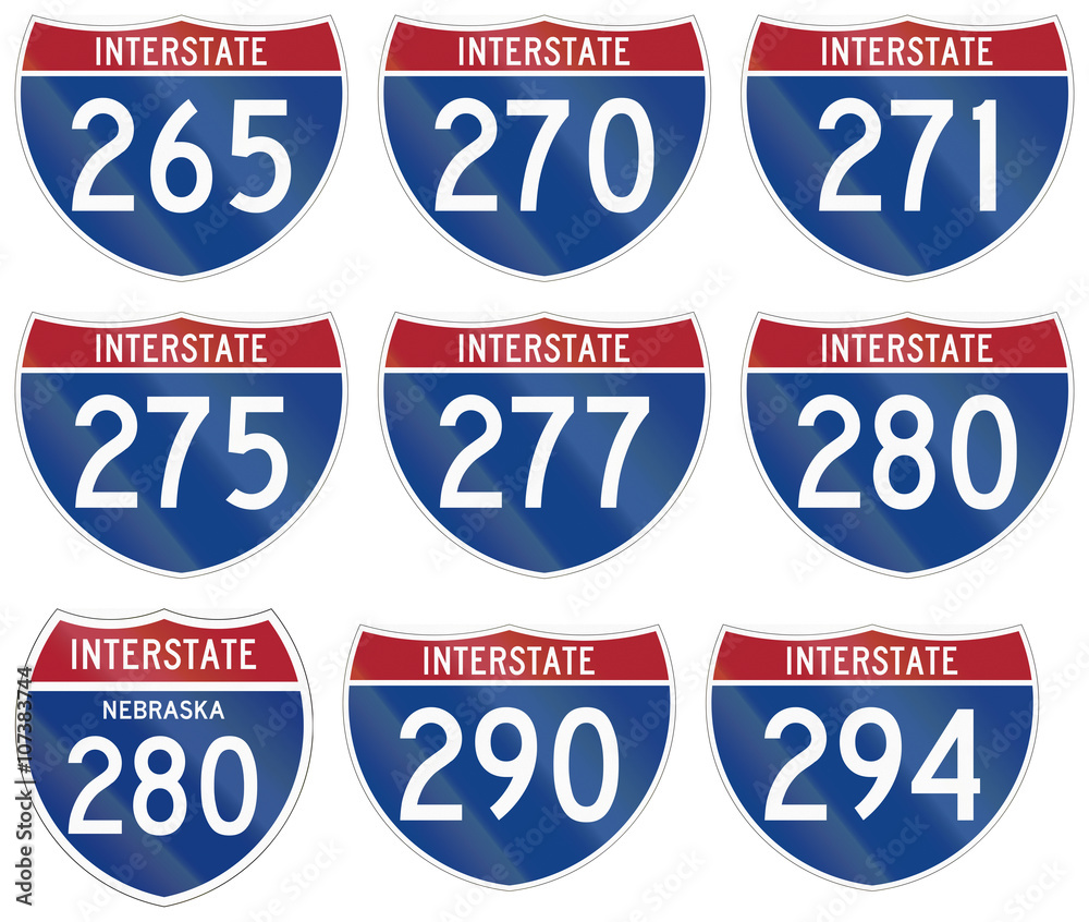 Collection of Interstate highway shields used in the US Stock ...