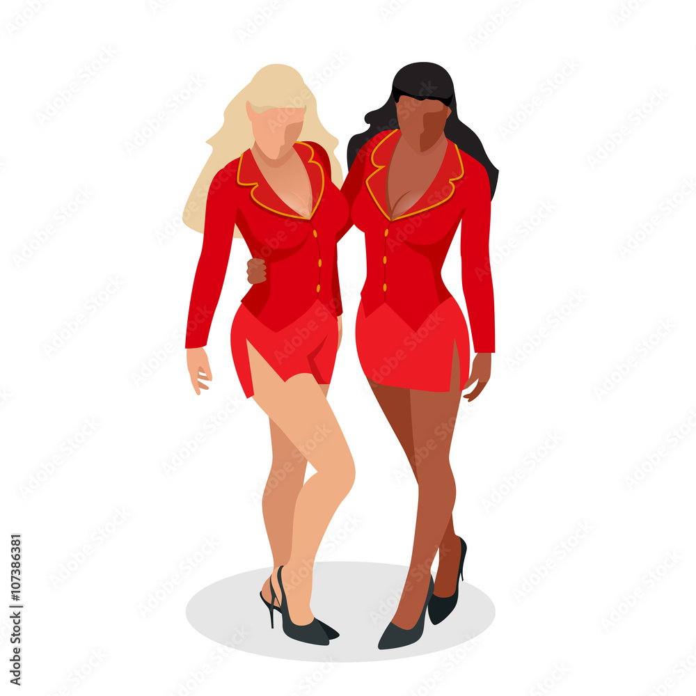 Women In Red Dress Sexy Busty Two Women With Large Breasts And A