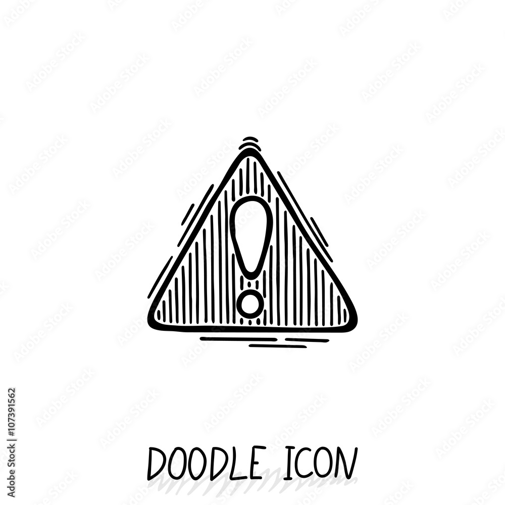 Doodle hazard warning sign with exclamation mark. Alert symbol. Stock ...