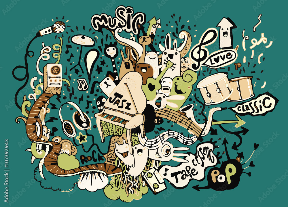 Music Background .Hand drawing Doodle,vector illustration. Stock Vector ...