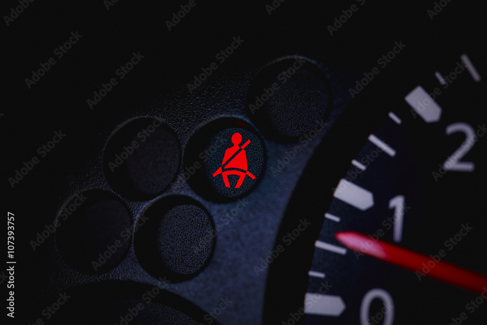 Car Dashboard Seat Belt Warning Light Stock Photo | Adobe Stock