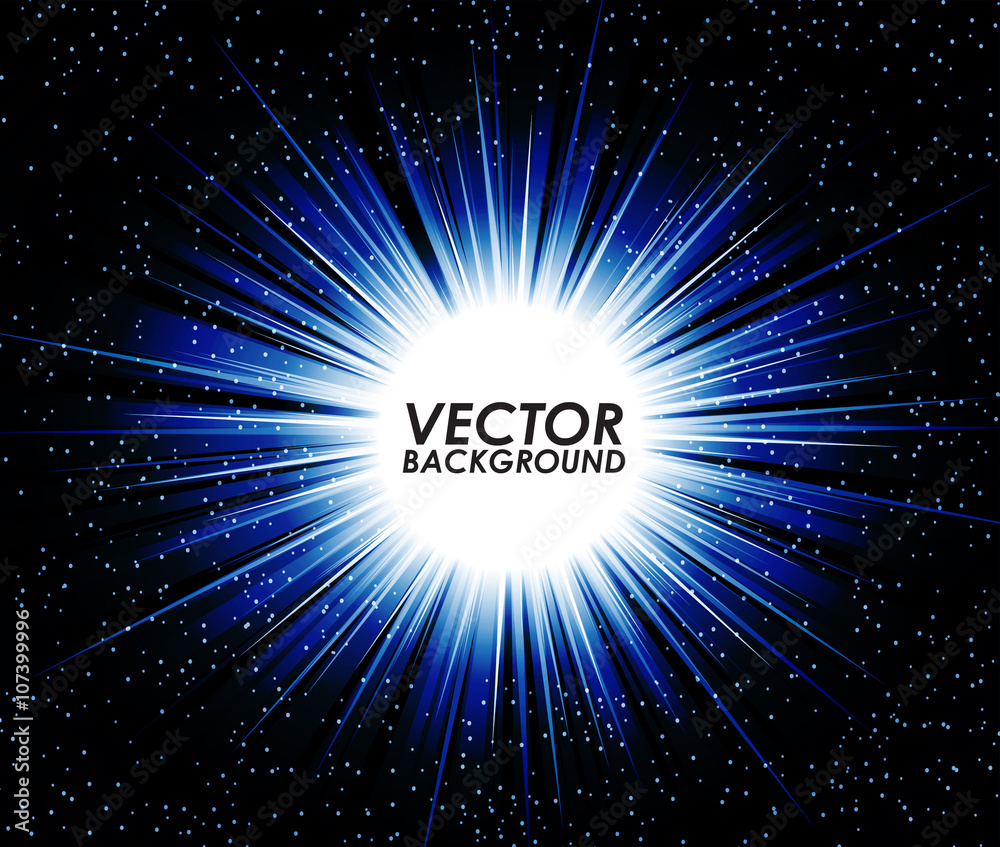 Abstract digital background design with blue burst, lens flare. Vector ...