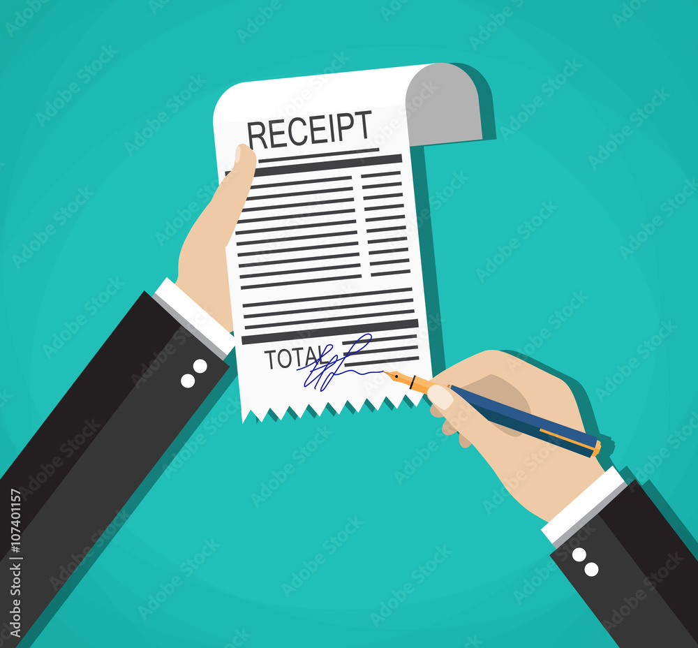 cartoon businessman hands with sign payment bill receipt, Stock Vector ...