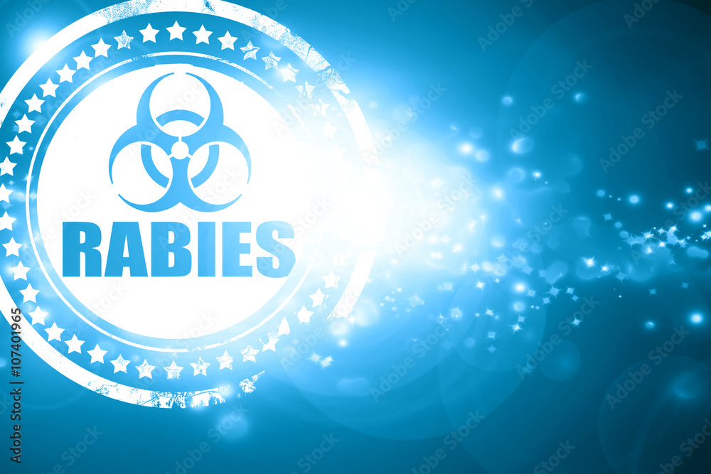 Blue stamp on a glittering background: Rabies virus concept back Stock ...