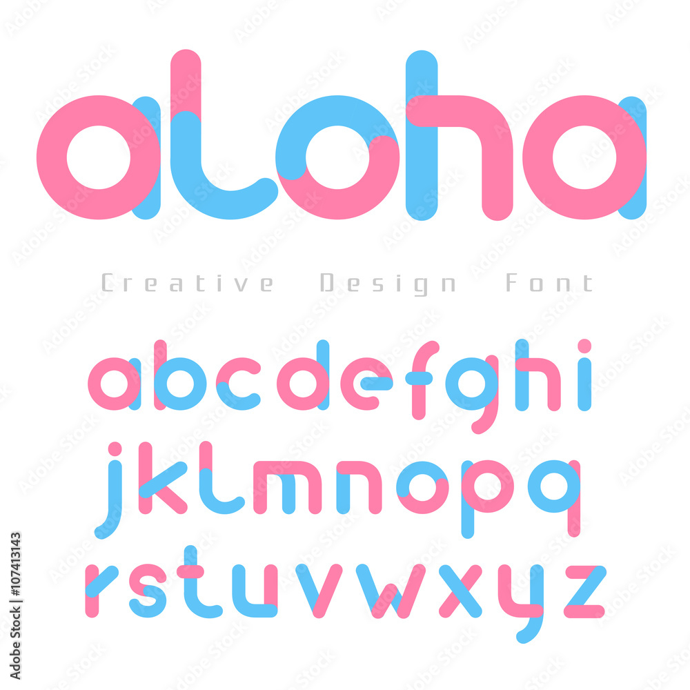 font set vector with pink and Blue Color on white background for Stock ...
