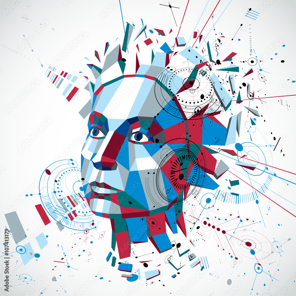 Communication technology 3d vector background with woman face Stock ...