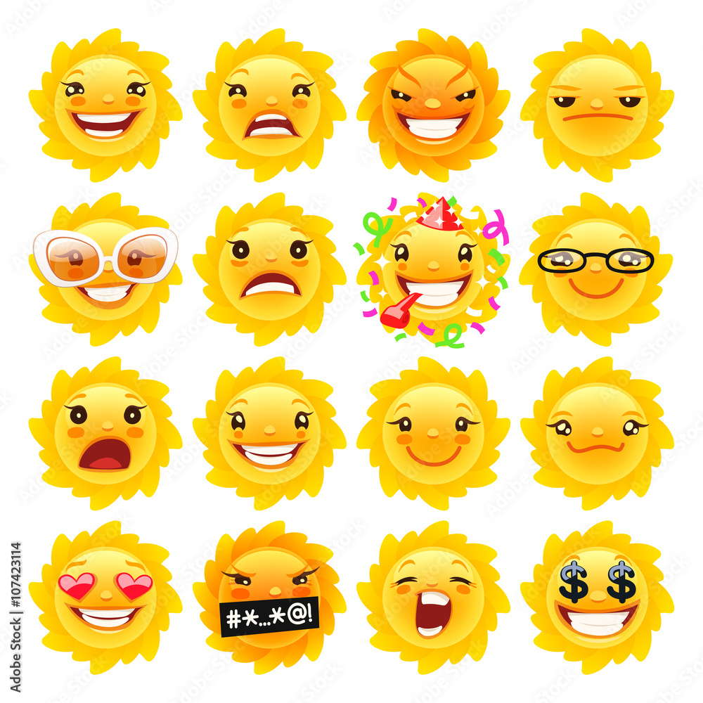Fun Sun Emojis Stock Vector | Adobe Stock