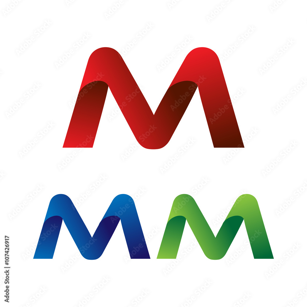 Simple Red Blue Green Modern SIngle Initial Logo Vector Letter m Stock ...
