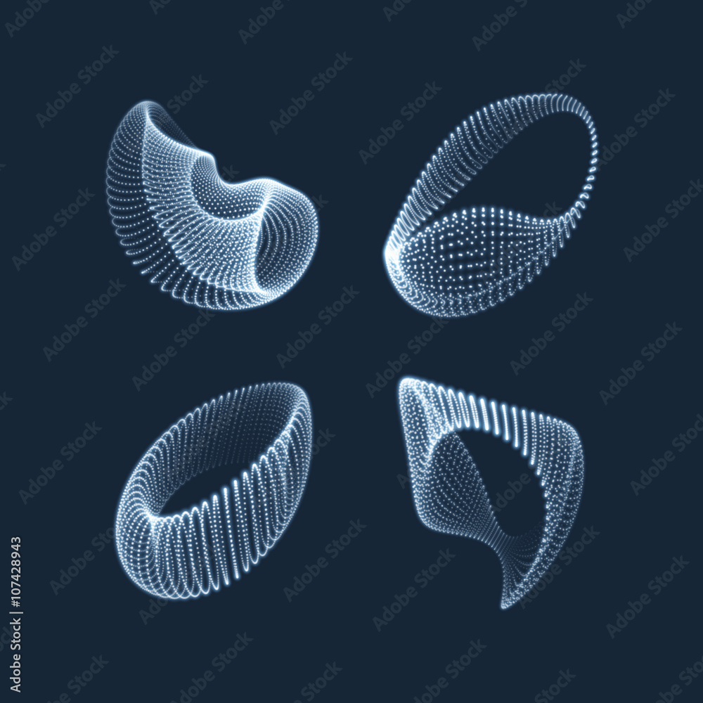 Wireframe Object With Dots Abstract 3d Connection Structure Geometric Shape For Design