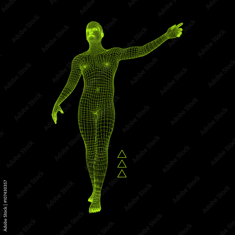 Man Pointing his Finger. 3D Model of Man. Geometric Design. Vector ...