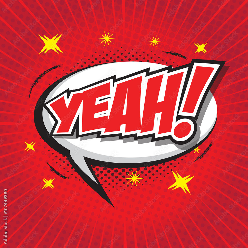 YEAH! wording sound effect set design for comic background, comic strip ...