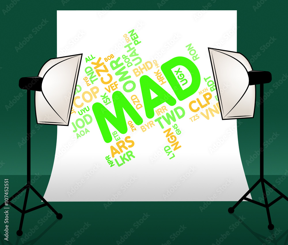 Mad Currency Represents Moroccan Dirhams And Banknotes Stock ...