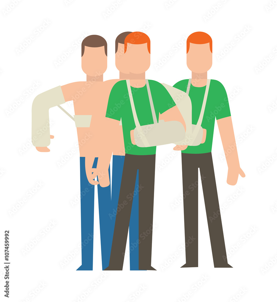 Multiple injury set trauma accident and human body safety vector people ...