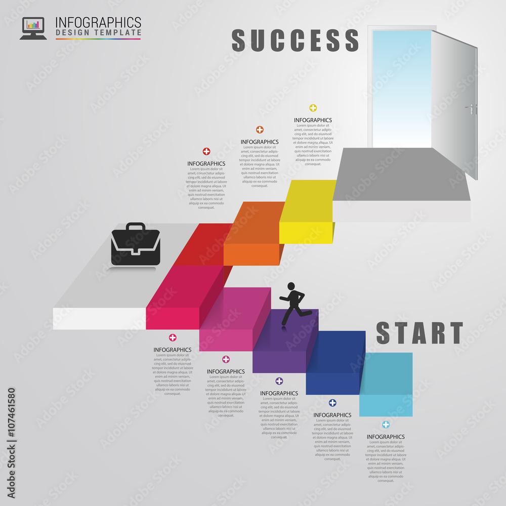 Abstract 3d stairs infographics or timeline template. Vector Stock ...