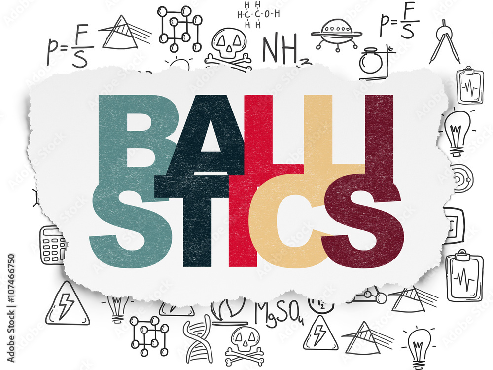 Science concept: Ballistics on Torn Paper background Stock Illustration ...