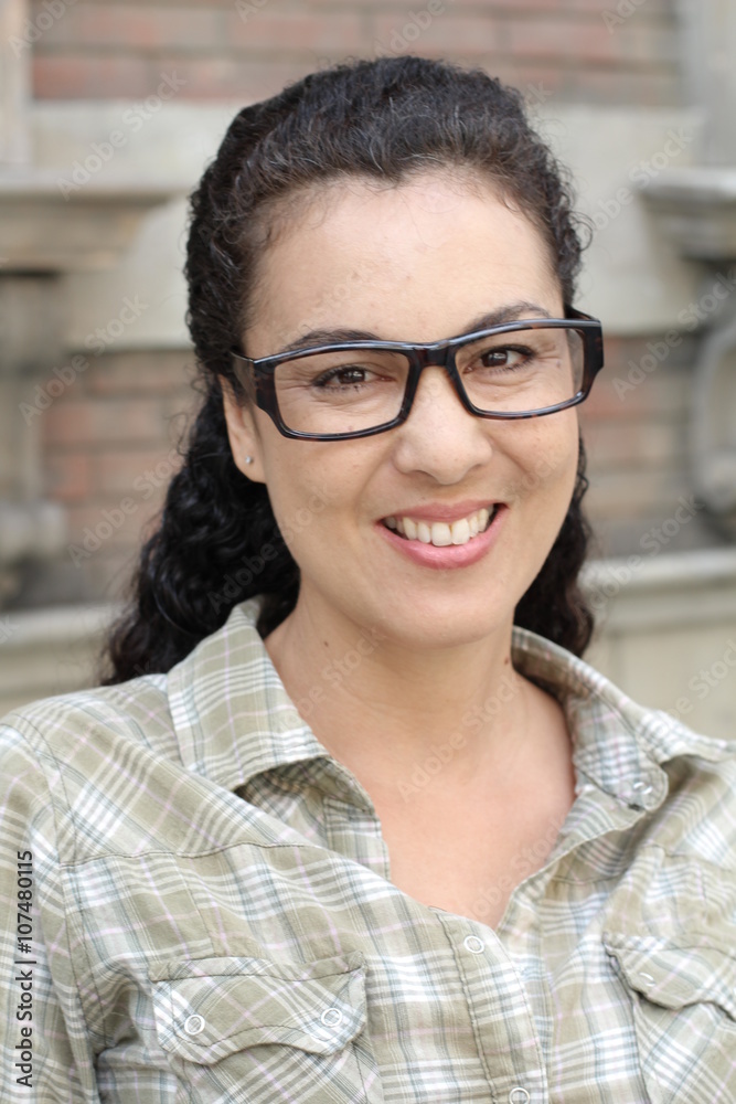 Hispanic mature woman smiling happy. Beautiful mature middle aged ...