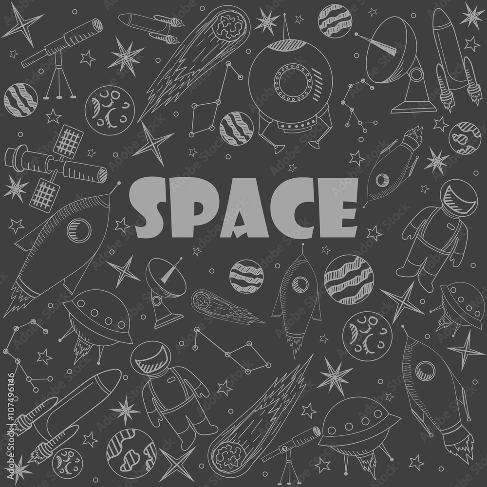 Space line art design vector illustration Stock Vector | Adobe Stock