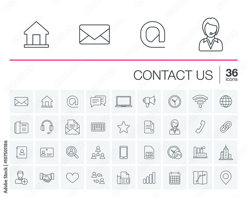 Vector thin line icons set and graphic design elements. Illustration ...