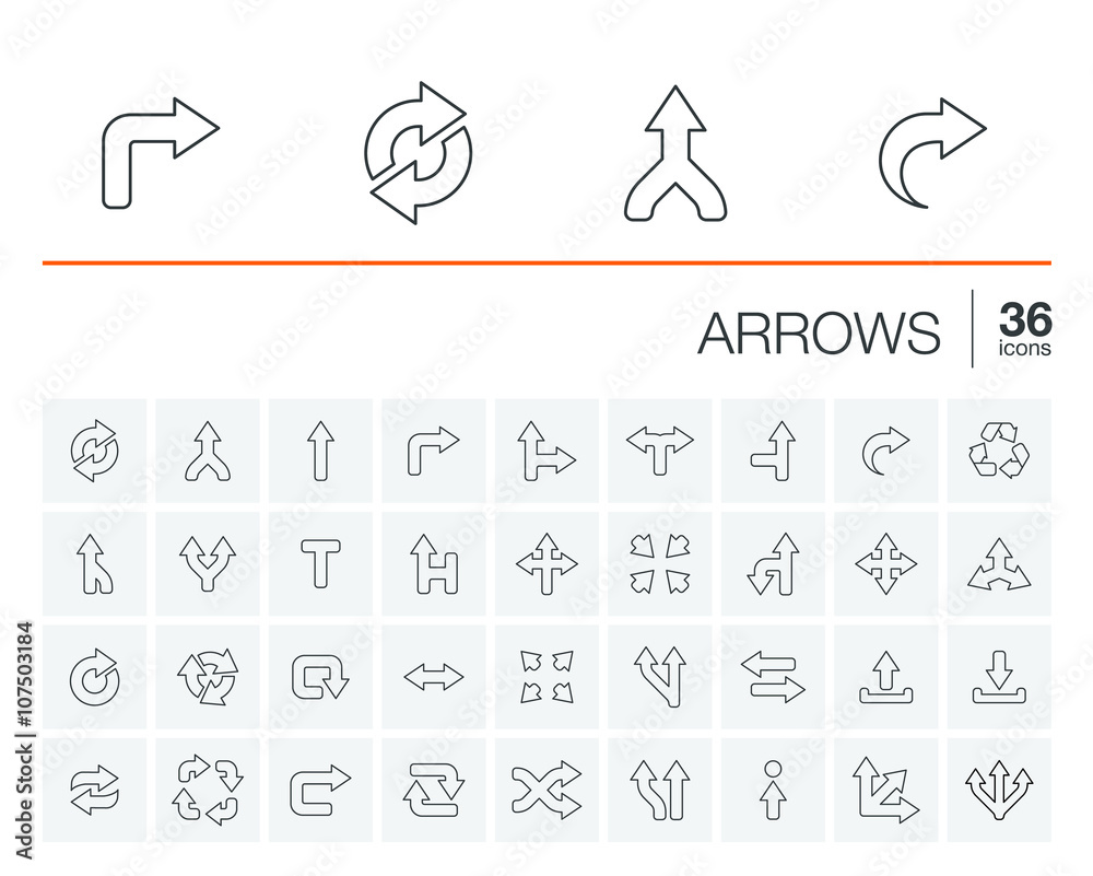 Vector thin line icons set and graphic design elements. Illustration ...