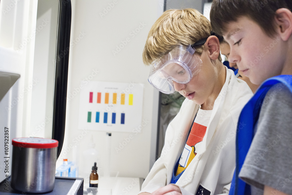 Students working together in science lab Stock Photo | Adobe Stock