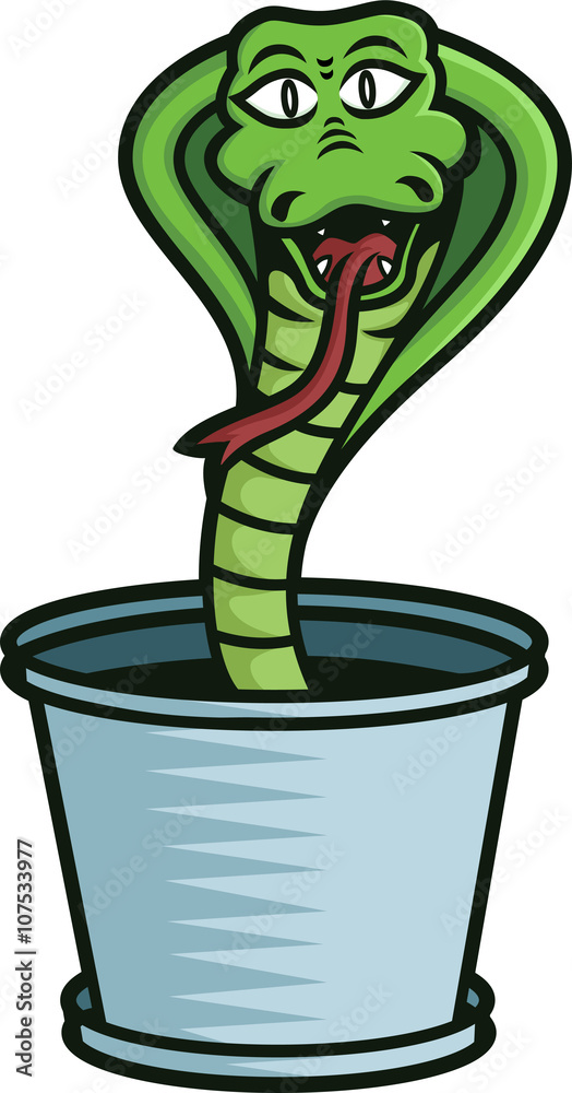 Cobra in the Bucket Cartoon Vector Illustration Isolated on White Stock ...