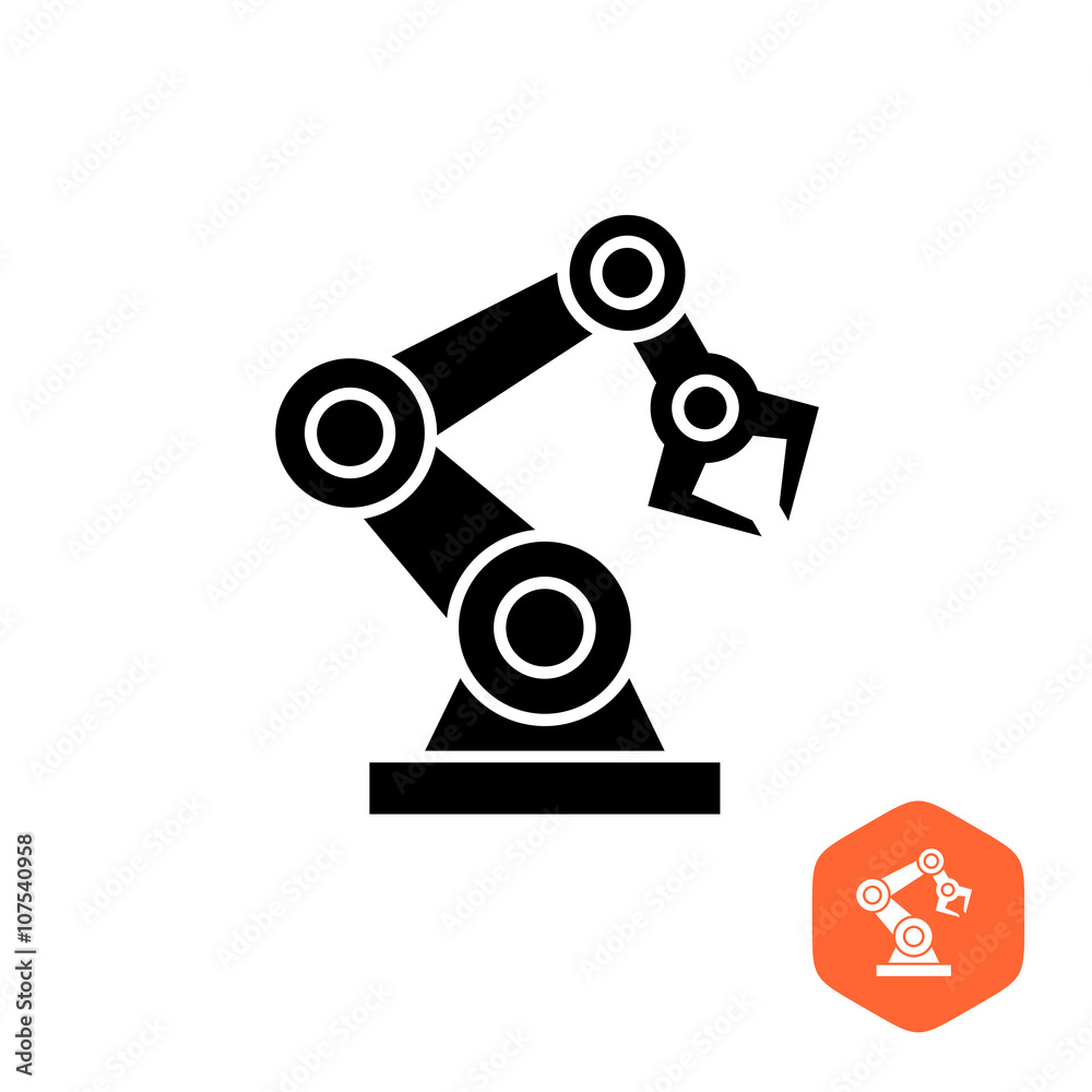 Robotic hand manipulator black silhouette symbol icon. Robot lim Stock ...
