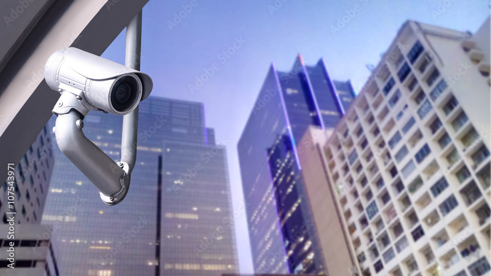 CCTV camera or surveillance system on city buildings Stock Photo ...
