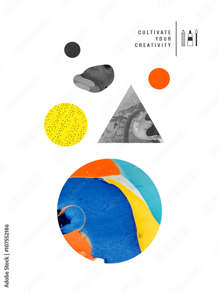 Abstract painting template with different shapes. Handmade texture ...