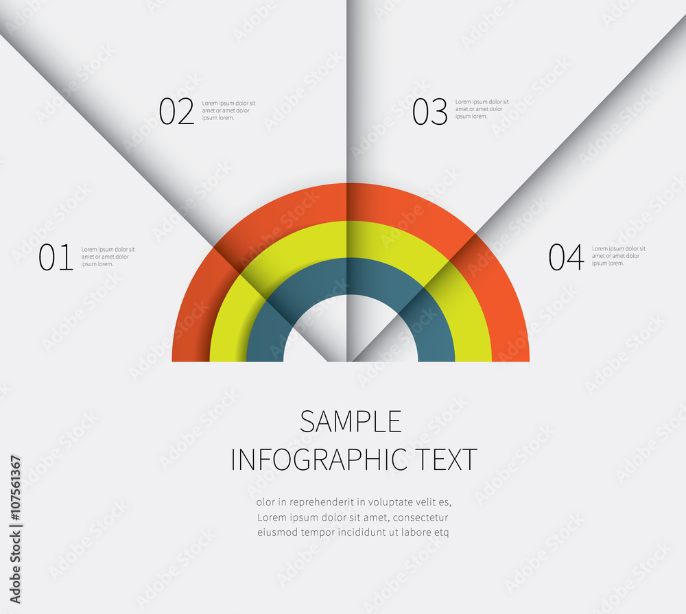half circle infographics chart / graph with shadow, 4 options and steps ...