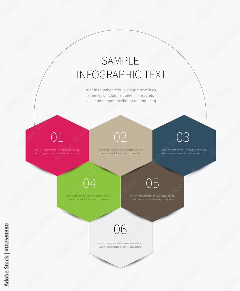 infographics polygon with 6 options / vector upward diagram with circle ...