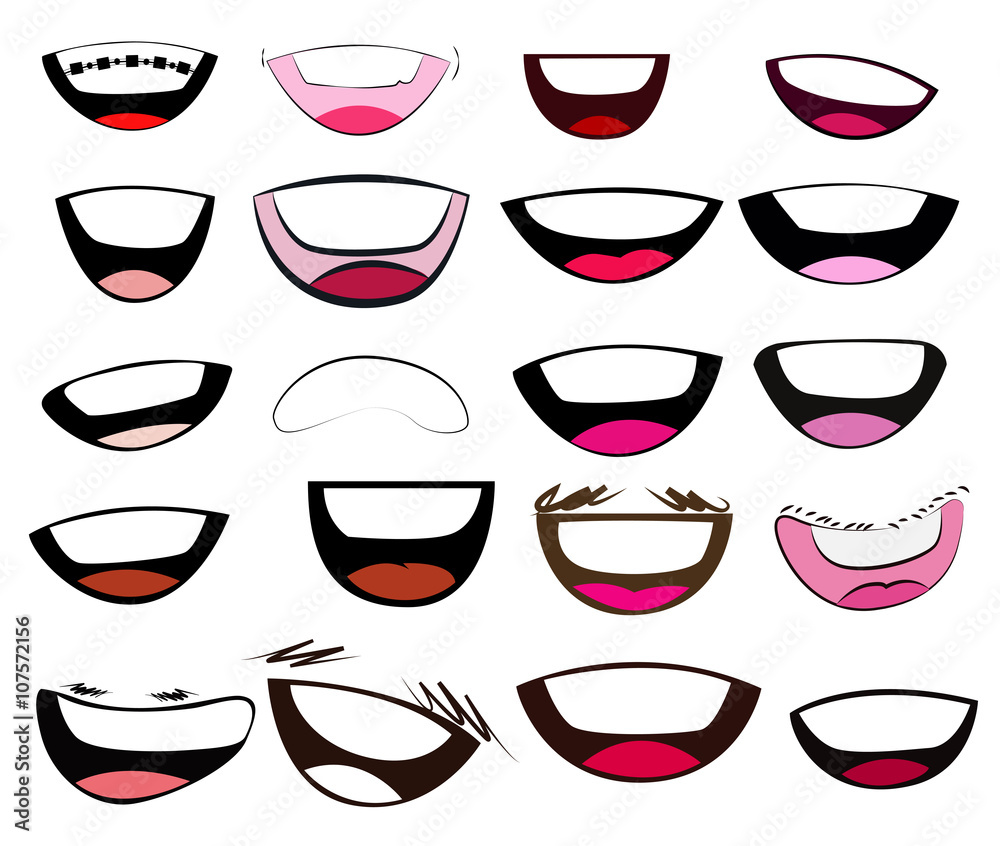 Cartoon Mouths collection Vector Set Stock Vector | Adobe Stock