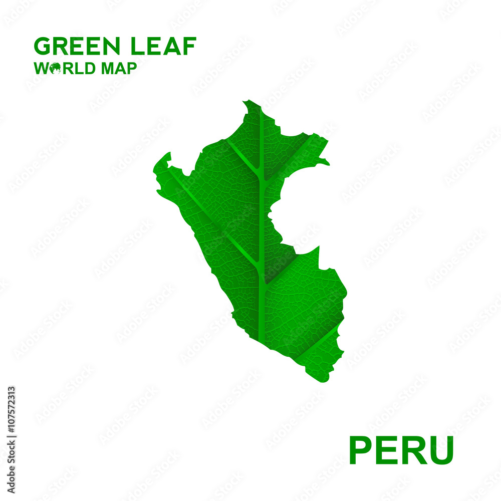 Map Of Peru,Nature green leaf, vector illustration Stock Vector | Adobe ...