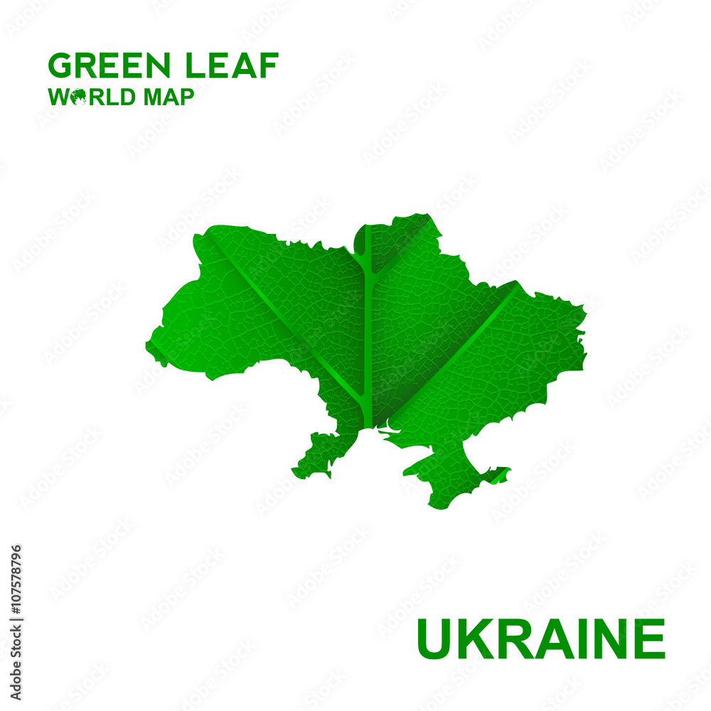 Map Of Ukraine,Nature green leaf, vector illustration Stock Vector ...
