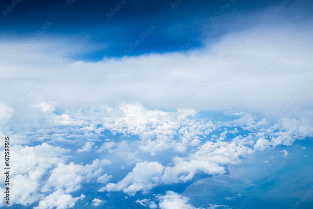 Photo & Art Print Blue sky sea of clouds from high altitude in ...