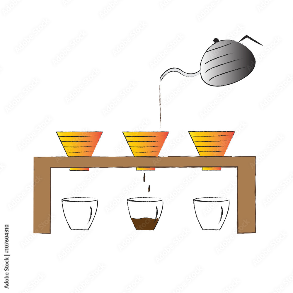 Vector illustration : Pour over - coffee maker. Hand drawn coffee drip ...