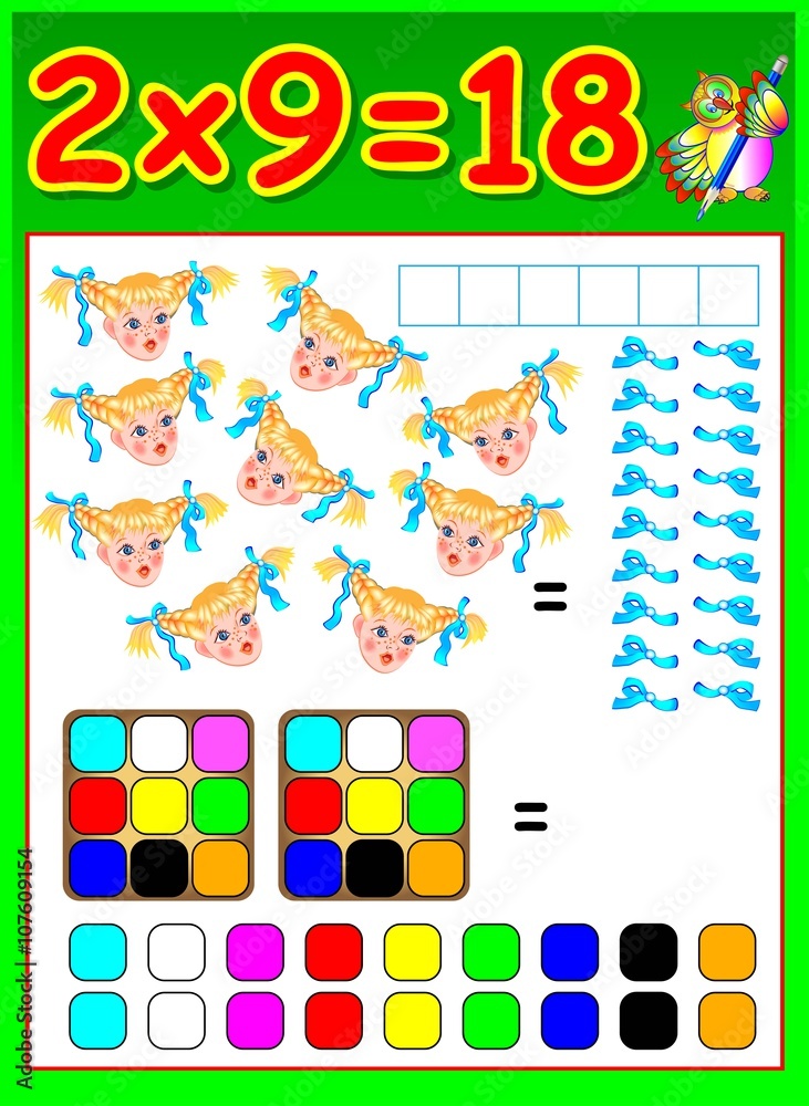 Educational page for children with multiplication table. Developing ...