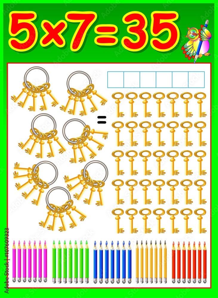 Educational page for children with multiplication table. Developing ...