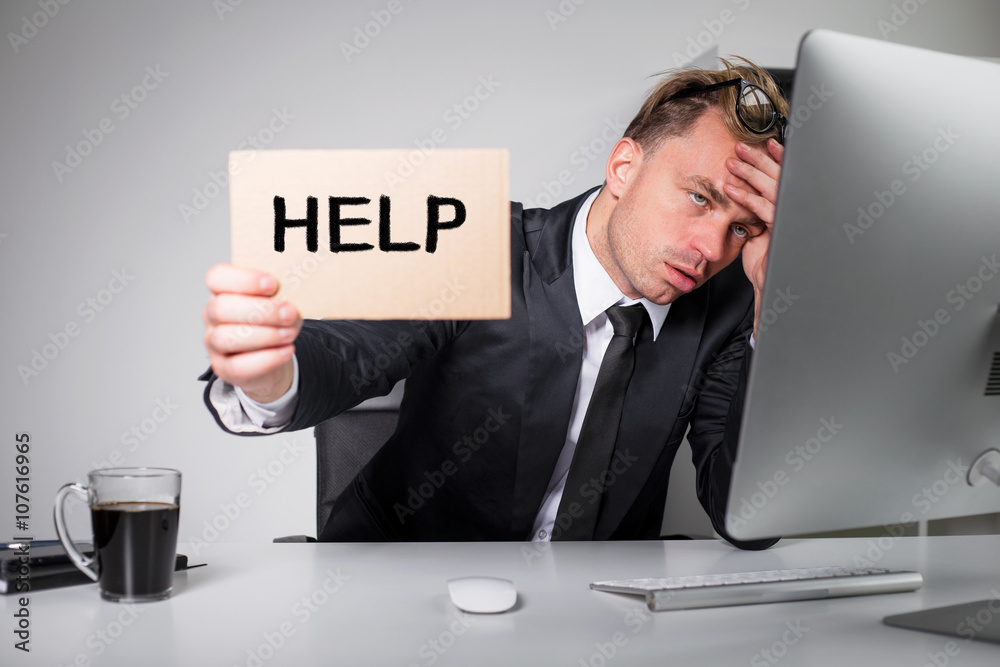 Business man asking for help Stock Photo | Adobe Stock