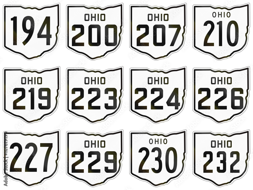 Collection of historic Ohio Route shields used in the United States ...
