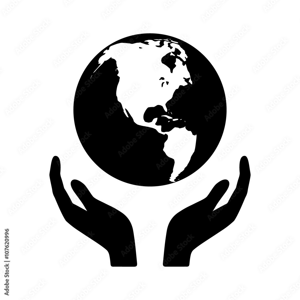 Holding the world in your hands flat icon for apps and websites Stock ...