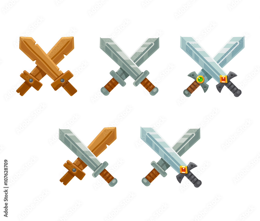Crossed swords set Stock Vector | Adobe Stock