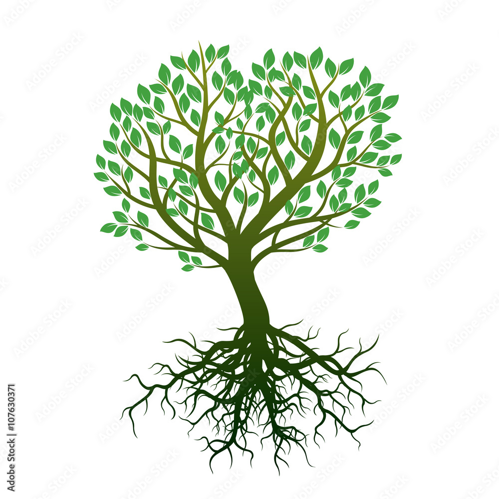 Color Tree and Roots. Vector Illustration. Stock Vector | Adobe Stock