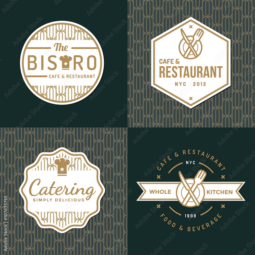 Set of badges, labels and logos for food restaurant, foods shop and ...
