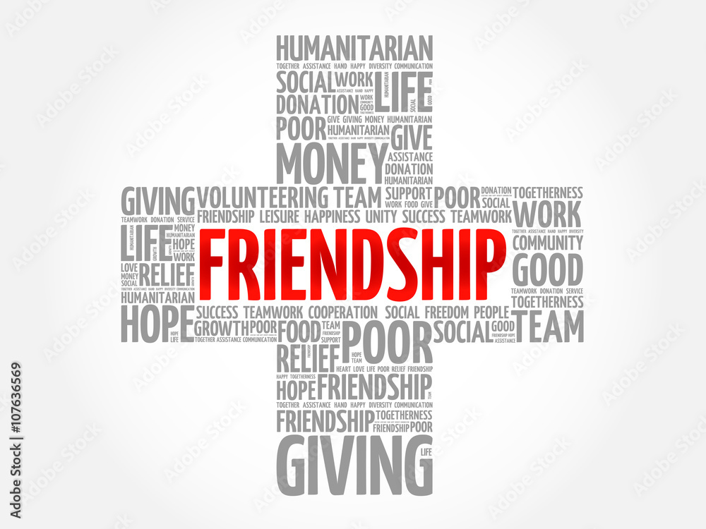 Friendship word cloud collage, cross concept Stock Vector | Adobe Stock