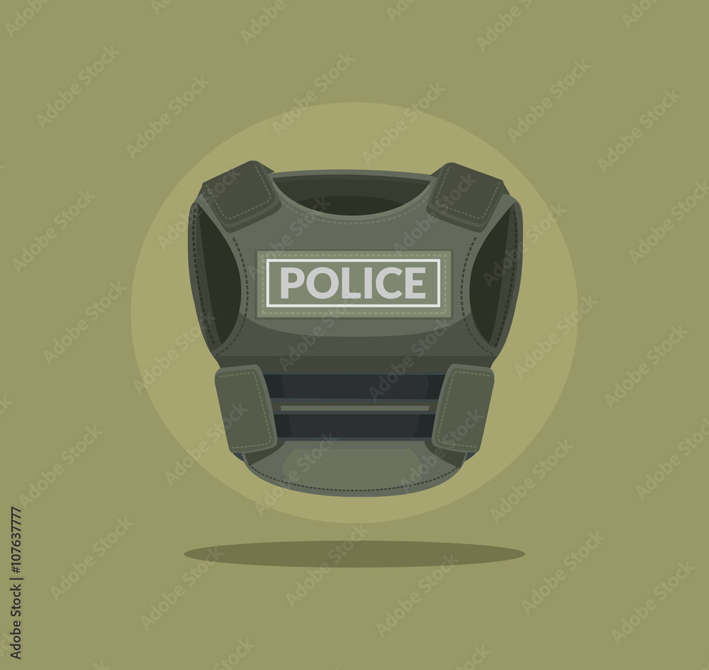 Bulletproof vest. Vector flat cartoon illustration Stock-Vektorgrafik ...