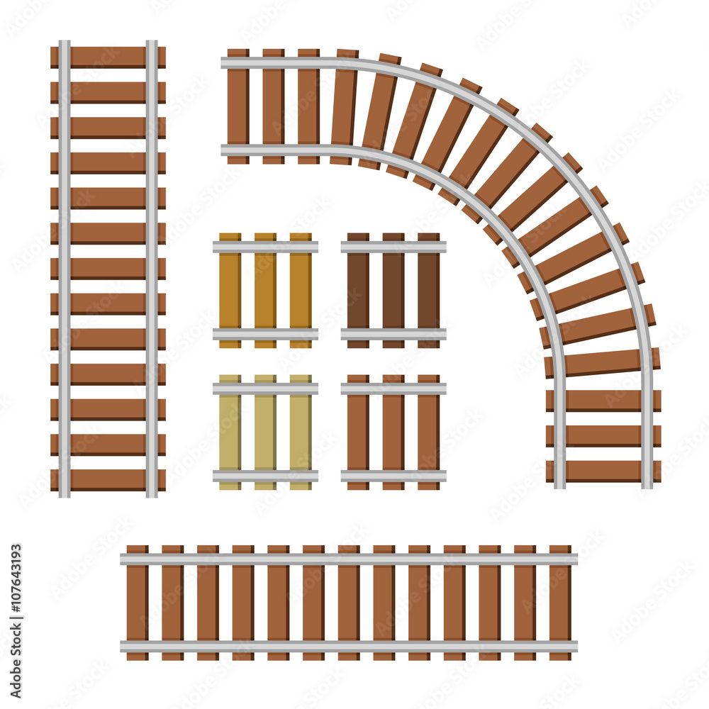 Railroad Elements Set on White Background. Vector Stock Vector | Adobe ...