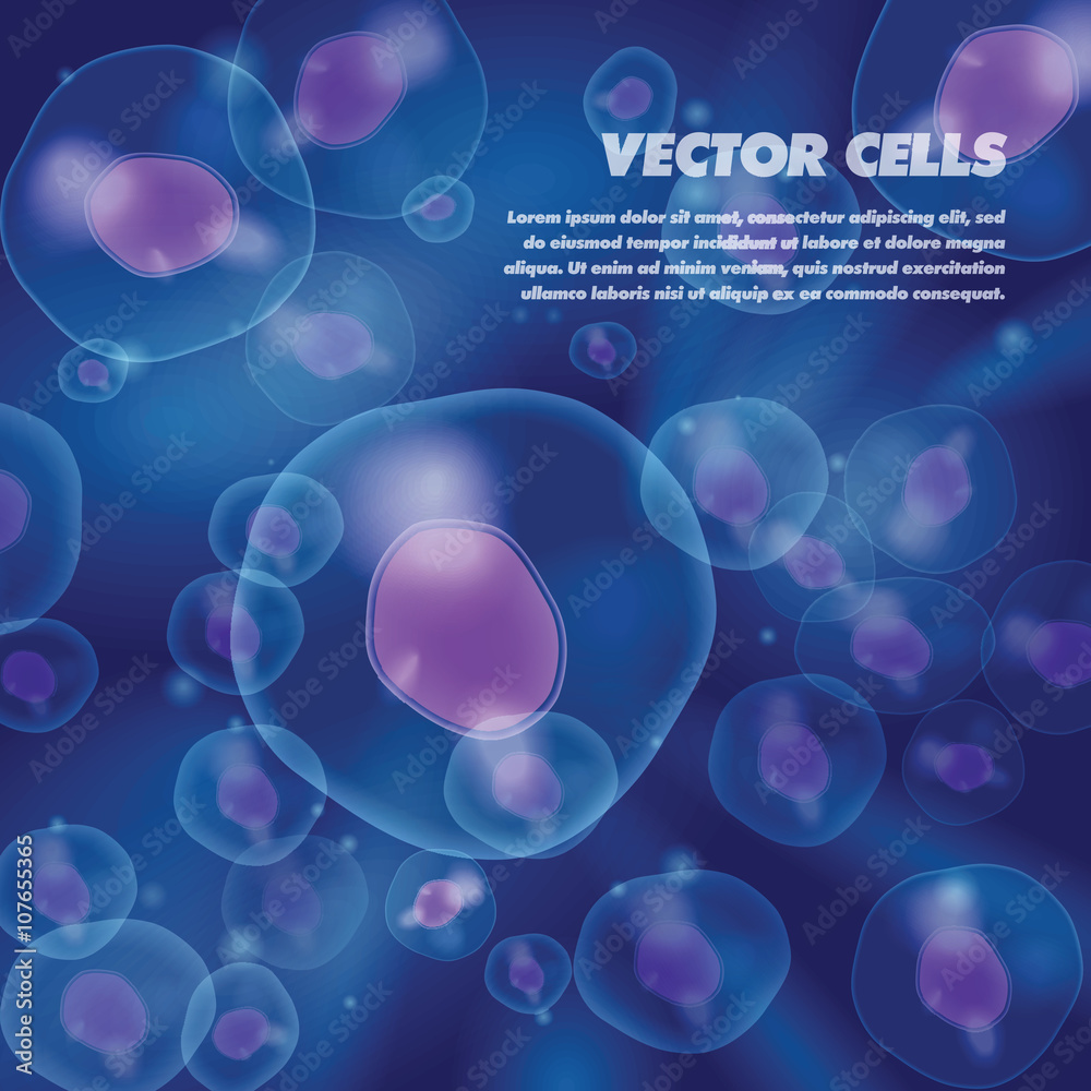 Vector illustration of cells. Life and biology abstract background ...